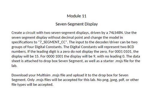 Module Seven Segment Display Create A Circuit With Chegg