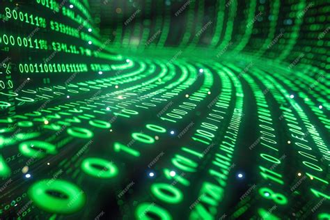 Green Digital Binary Data On Computer Screen Background Premium Ai Generated Image