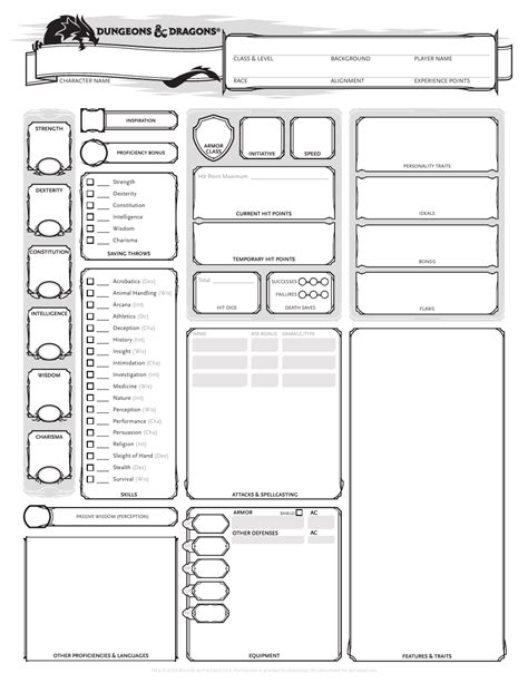 Dungeons And Dragons Spellcaster Character Sheet Download Fillable Pdf