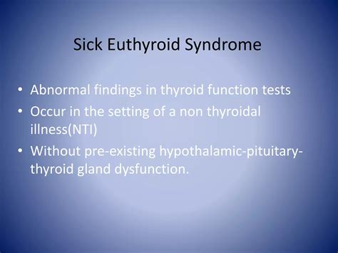 Sick Euthyroid Syndrome Pptx