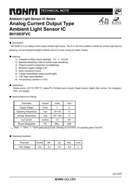 Analog Current Output Type Ambient Light Sensor IC Farnell