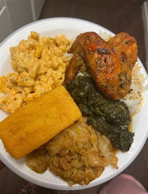 Baked Chicken Wings Creamy Mac And Cheese Collard Greens Fried