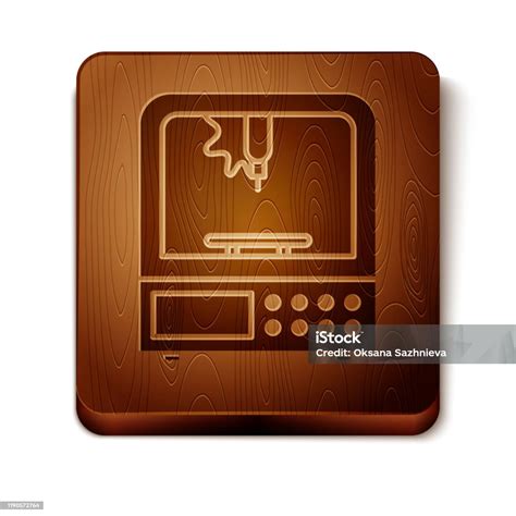 흰색 배경에 격리된 갈색 3d 프린터 아이콘입니다 나무 사각형 버튼입니다 벡터 일러스트레이션 0명에 대한 스톡 벡터 아트 및 기타 이미지 Istock