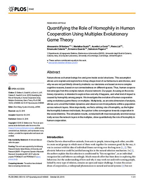 Pdf Quantifying The Role Of Homophily In Human Cooperation Using
