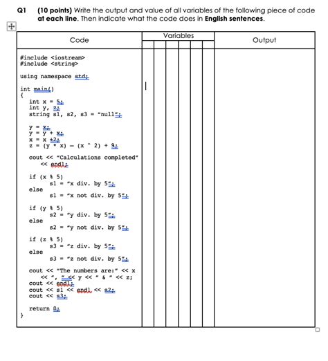 Solved Q Points Write The Output And Value Of All Chegg