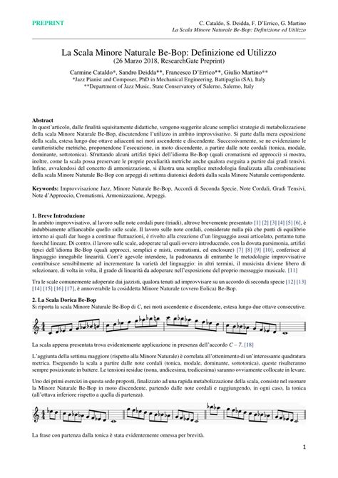 Pdf La Scala Minore Naturale Be Bop Definizione Ed Utilizzo