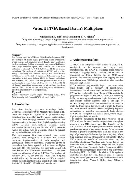 Pdf Virtex 5 Fpga Based Brauns Multipliers