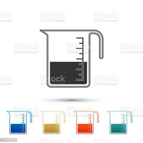 측정 컵 흰색 배경에 고립 된 건조 하 고 액체 음식 아이콘을 측정 합니다 플라스틱은 손잡이와 비 커를 졸업 색 설정 아이콘입니다 벡터 일러스트 가정 생활에 대한 스톡 벡터