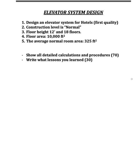 elevator system design 1 design an elevator system