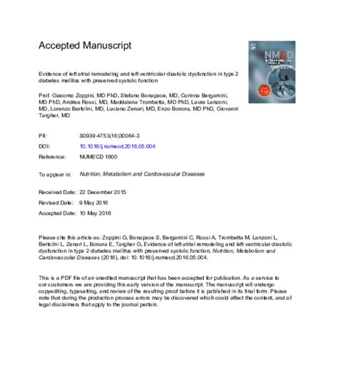 Pdf Evidence Of Left Atrial Remodeling And Left Ventricular Diastolic Dysfunction In Type 2