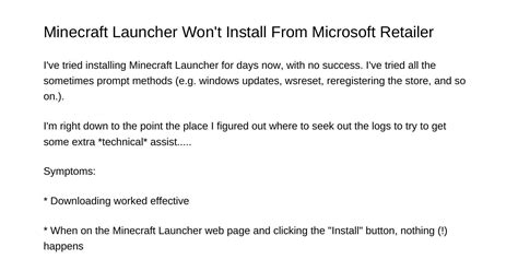 Minecraft Launcher Wont Set Up From Microsoft Storewddxk Pdf Pdf DocDroid