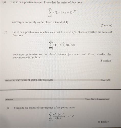 Solved Let K Be A Positive Integer Prove That The Series Of