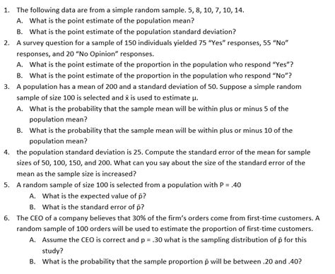 solved the following data are from a simple random sample