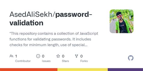 Github Asedalisekhpassword Validation This Repository Contains A Collection Of Javascript
