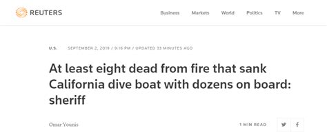 快讯美国加州一潜水船失火美国海岸警卫队证实25人死9人仍失踪