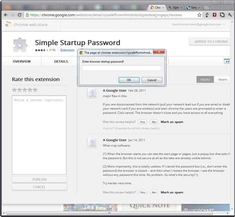 Simple Startup Password Not Overly Secure Chrome Password Protection