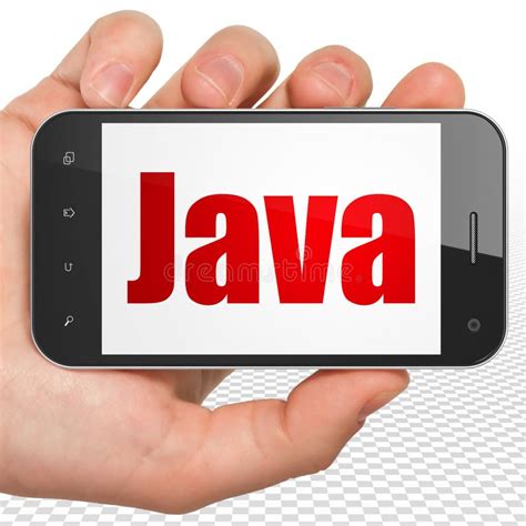 database concept hand holding smartphone with java on display stock illustration illustration