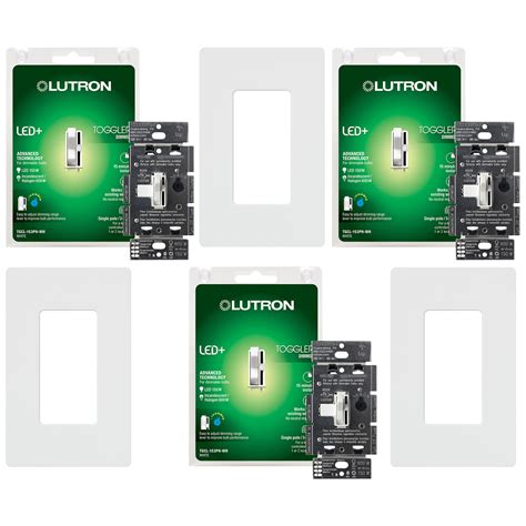 Shop Lutron Toggler Single Pole 3 Way Led Light Dimmer Switch And Claro 1 Gang Wall Plate White