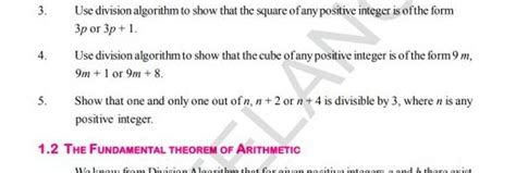 3 Use Division Algorithm To Show That The Square Of Any Positive Integer