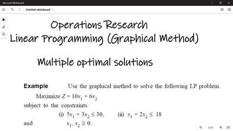Operation Research 05 Linear Programminggraphical Method Multiple Optimal Solutions Youtube