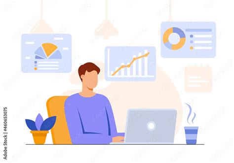 Man Working With Databases Analyzing Business And Statistical Process Big Data Analysis