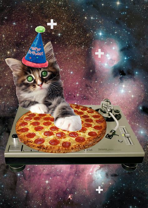 Dj Laser Pizza Birthday Cat  On Imgur