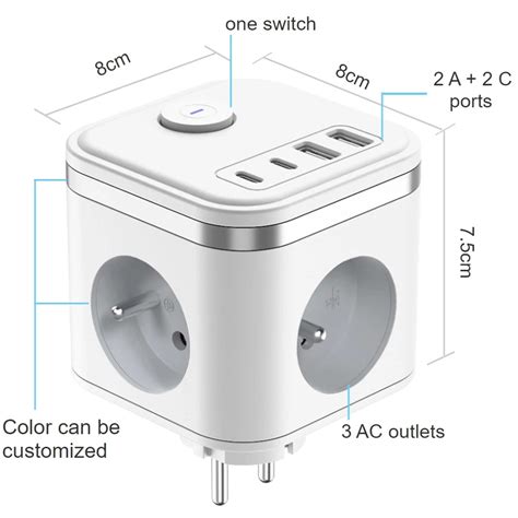 USB Socket Cube EU FR Way With M Cable Cube Power Strip Smart Home Intelligent Fashion Plug