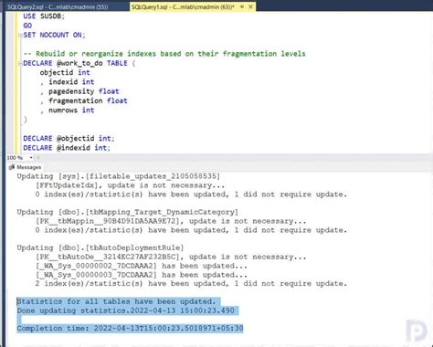 Quickly Reindex WSUS Database Using T SQL Script