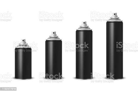 벡터 3d 현실적인 검은 빈 스프레이 수 스프레이 병 세트 근접 촬영 흰색 배경에 고립 분무기의 디자인 템플릿은 모의 업 패키지
