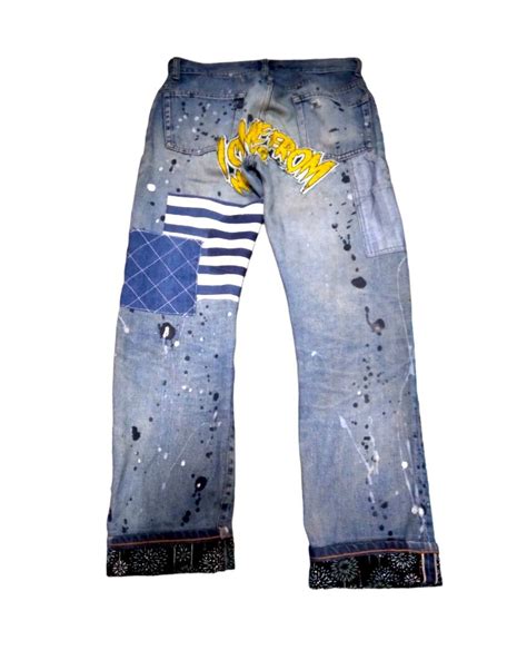 Rare Liberto Paris Split Pants Pacthwork Kepala Kain Mens Fashion Bottoms Jeans On Carousell