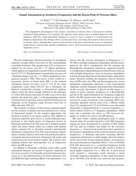Pdf Sound Attenuation At Terahertz Frequencies And The Boson Peak Of Vitreous Silica