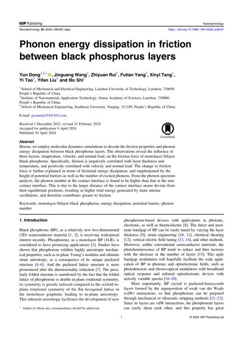 Phonon Energy Dissipation In Friction Between Black Phosphorus Layers