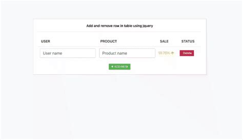 Bootstrap Add And Remove Row In Table Using Jquery Jquery Ads The Row