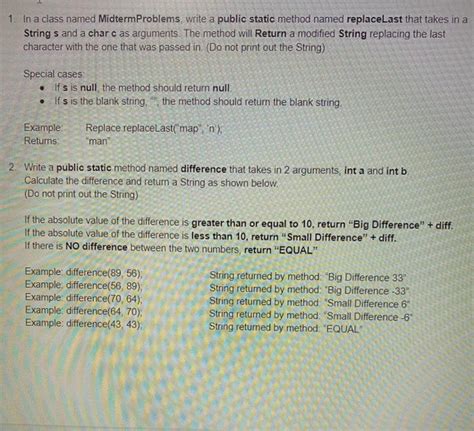 Solved 1 In A Class Named Midterm Problems Write A Public