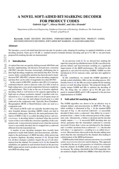 Pdf A Novel Soft Aided Bit Marking Decoder For Product Codes