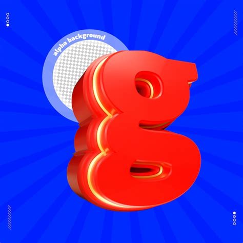 Premium PSD D Render Letter G Font Lowercase Red