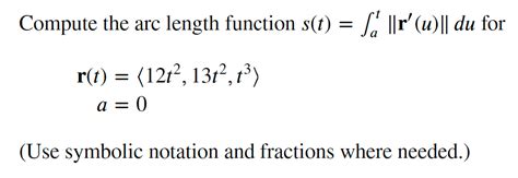 Solved Compute The Arc Length Function St ∫ta R′u