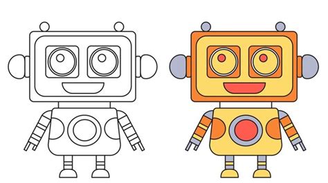 로봇 안 드 로이드 아이 색칠 공부 벡터 프리미엄 벡터