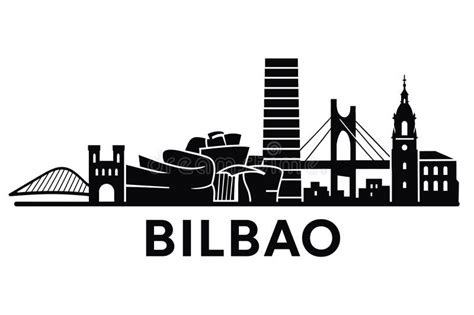 Bilbao City Skyline With Iconic Buildings And Landmarks Stock Vector