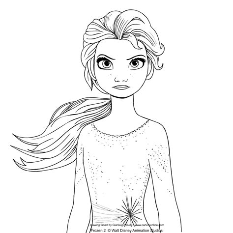 Free Printable Print Frozen 2 Coloring Pages Elsa Hair Down At Gabriel
