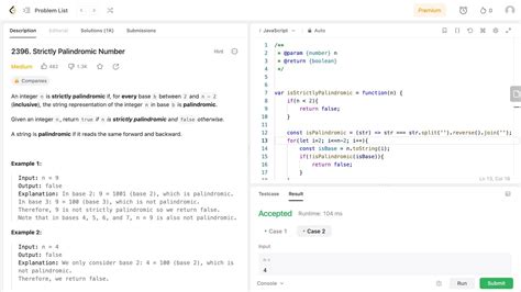 Leetcode Problem 2396 Strictly Palindromic Number Leetcode Solution