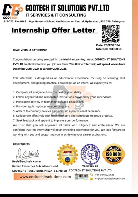 🌟 excited to begin my journey as a machine learning intern vivisha catherin