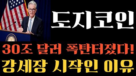 도지코인 긴급 30조 달러 폭탄터졌다 드디어 강세장 시작인 이유 도지코인목표가 도지코인전망 도지코인 Youtube