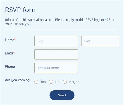 Online Rsvp Form Template 123formbuilder