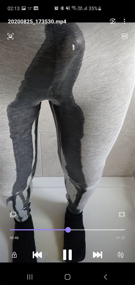 Wetting My Grey Leggings