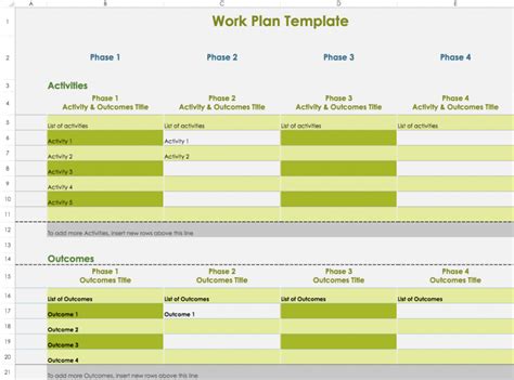 Work Plan Timeline Excel Template