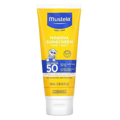 Mustela Mineral Sunscreen Face Body Spf 50 338 Fl Oz 100 Ml Hsa