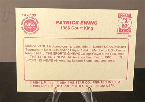 10 Patrick Ewing Rookie 1986 Star Reprints Made On Antique Card Stock