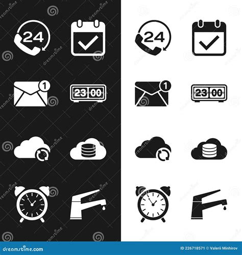 Set Retro Flip Clock New Email Incoming Message Telephone 24 Hours Support Calendar With