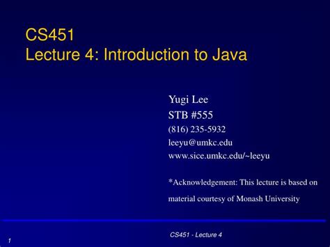 Ppt Cs451 Lecture 4 Introduction To Java Powerpoint Presentation